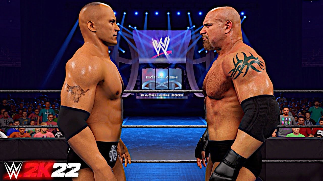 WWE 2K22: THE ROCK VS. GOLDBERG | BACKLASH 2003 - YouTube