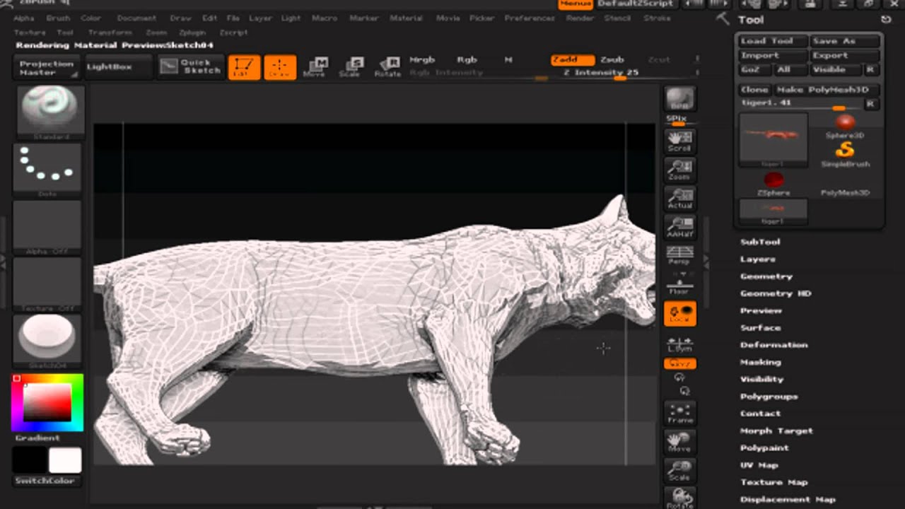 ZBrush 4 and 3D max CAT Work Flow MAKING TIGER - YouTube