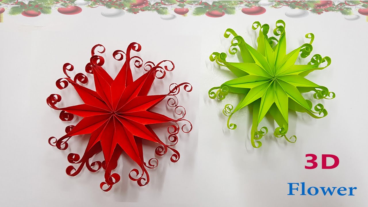 Christmas tree Ornaments || DIY || 3D Quilling Paper Snowflake ...