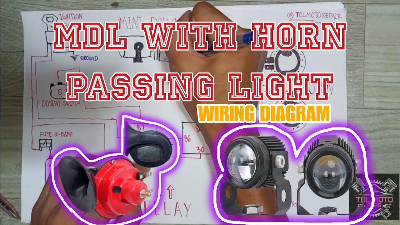 Paano mag wiring ng mini driving light with horn passing light - YouTube