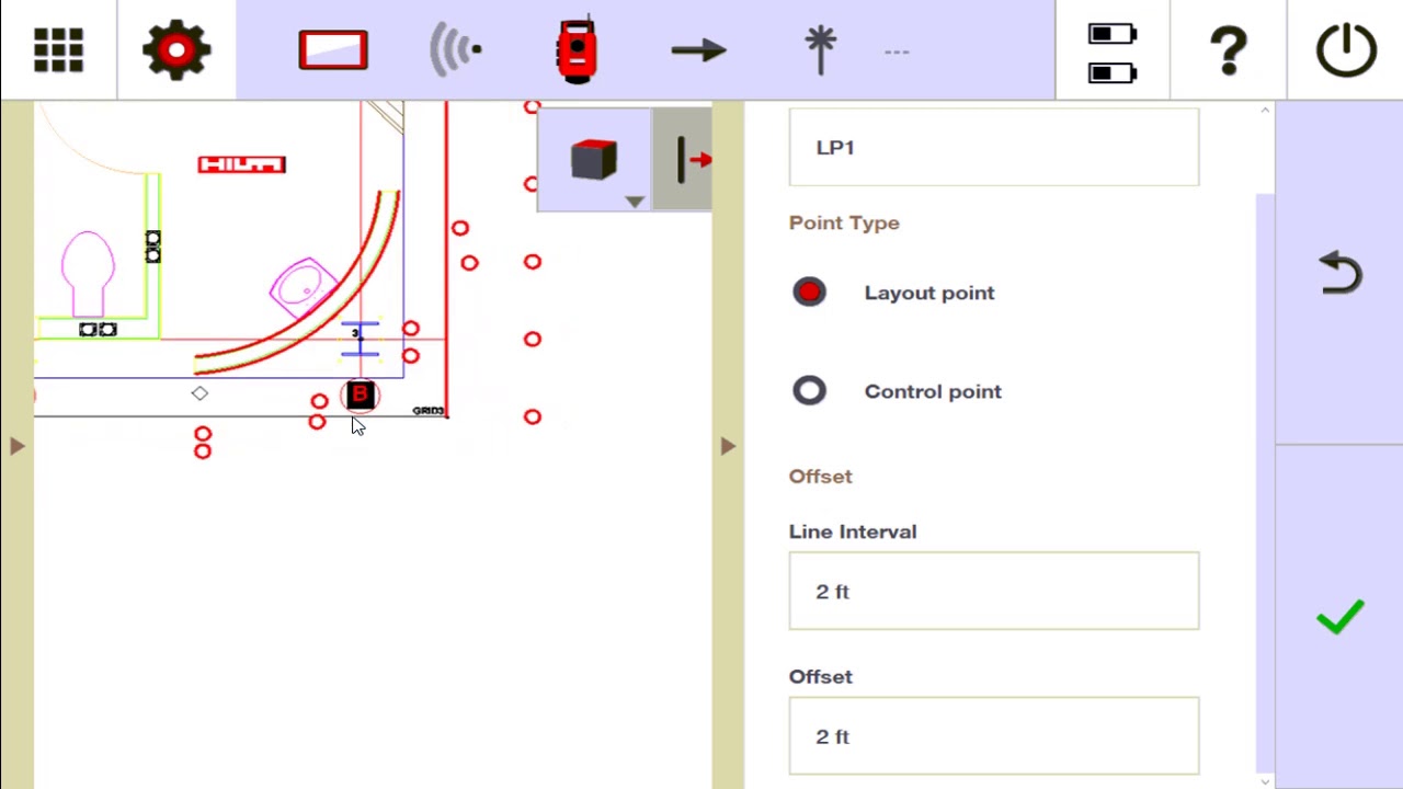 HILTI PLC 400 Tutorial - POINT CREATION - Creating segmented Points from a line at an offset ...