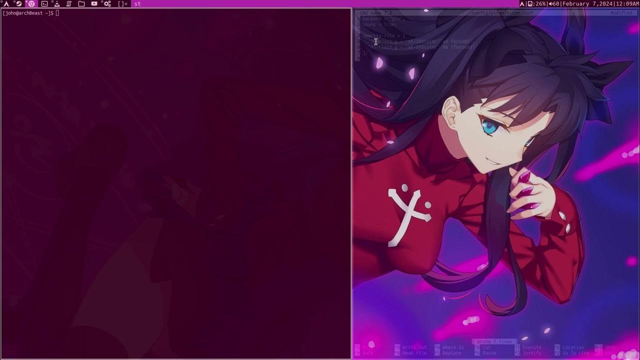 Arch Linux | DWM | How To Set Transparency Levels For Active & Inactive ST Terminals Using Picom ...