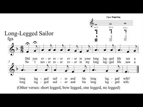 Long legged Sailor (fga) with recorder - YouTube