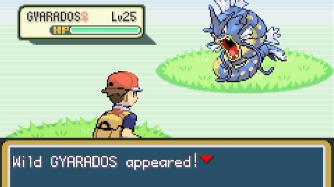 Pokémon FireRed catching a wild Gyarados w Super Rod - YouTube