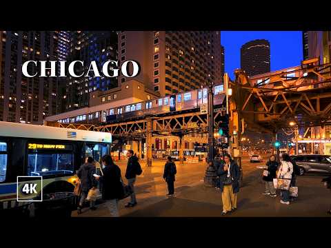Relaxing Night Walk in CHICAGO 🏙️ Downtown The Loop Walking Tour 4K