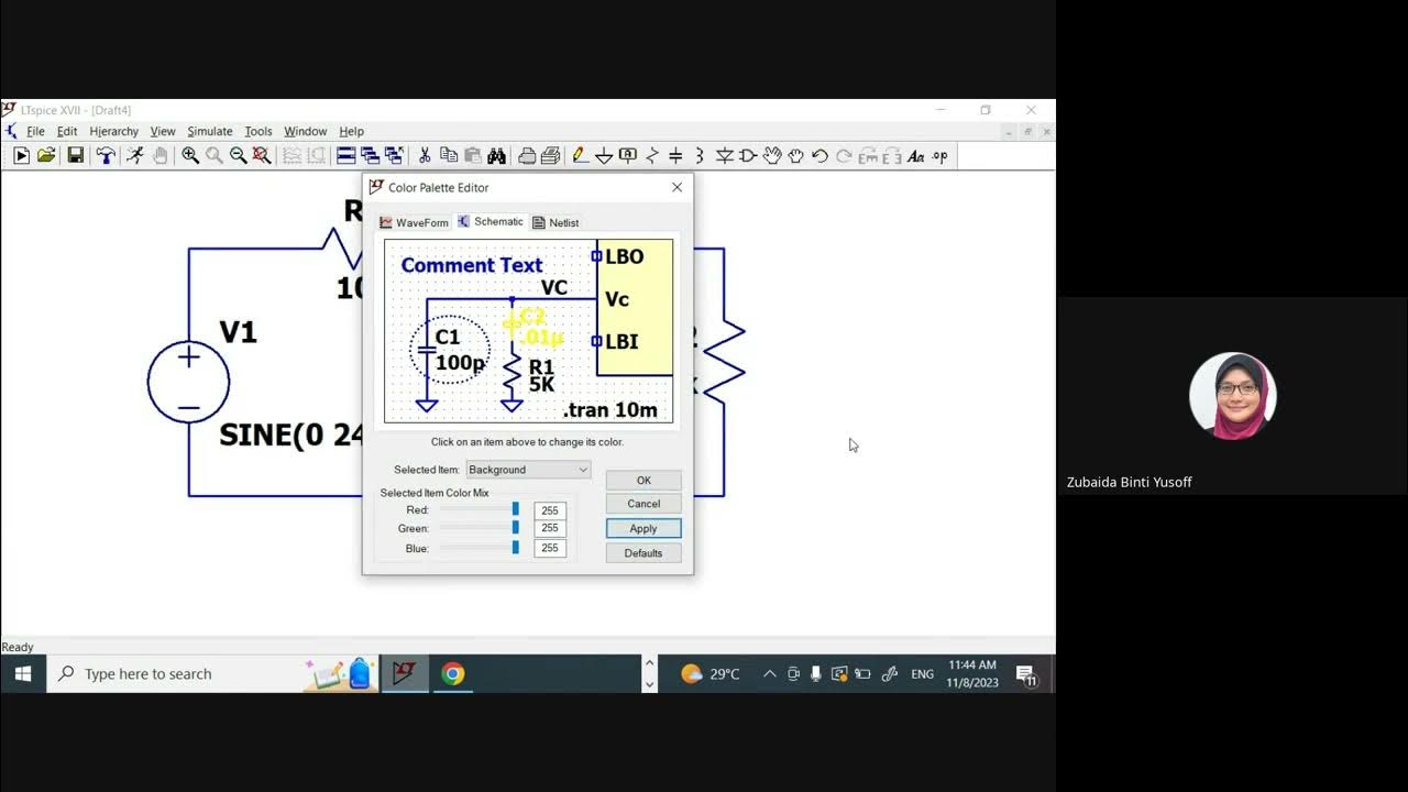 LTSPICE XVII - Change background color of the Schematic and the Waveform. - YouTube