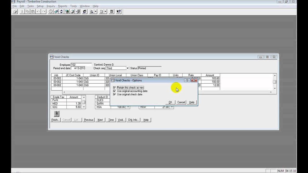Sage Timberline Accounting: Video 27 Void Payroll Check, Pervasive ...