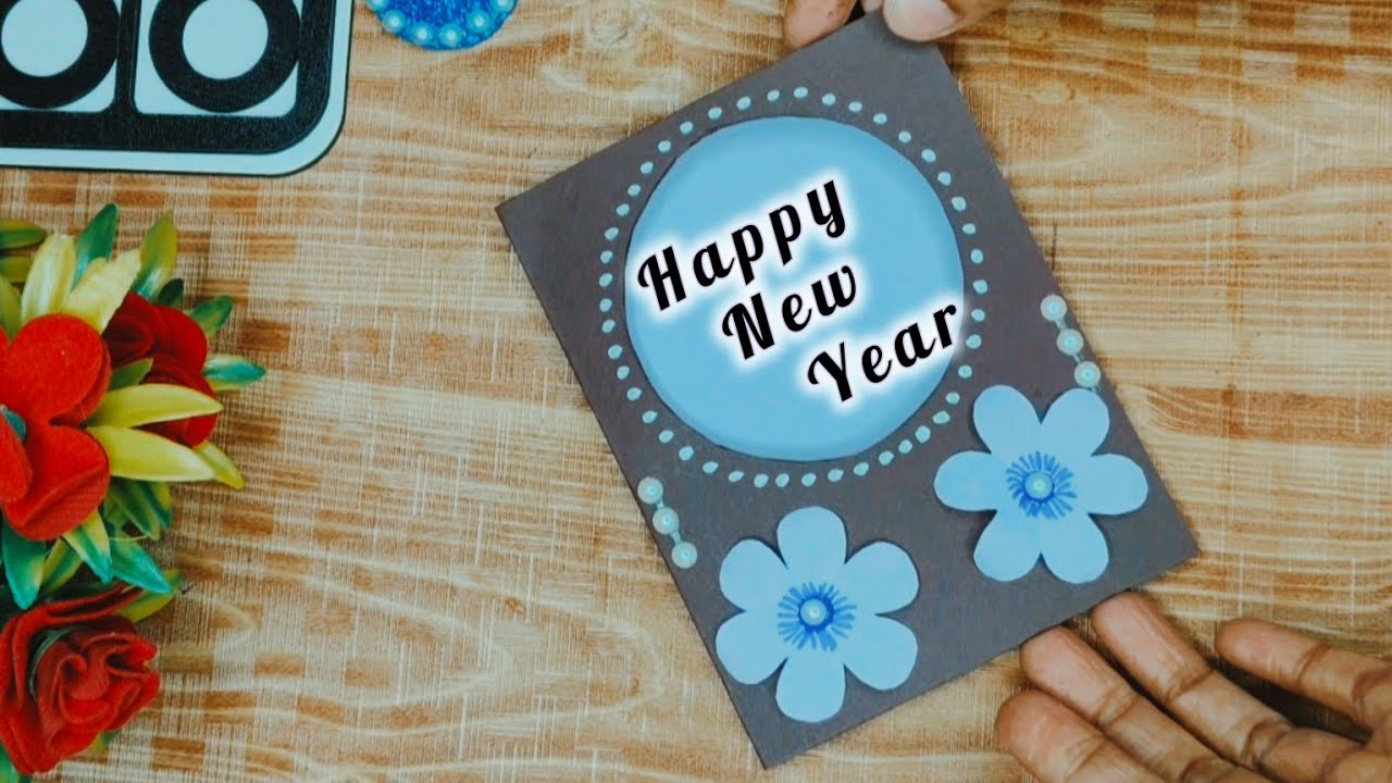 Diy happy new year greeting card 2/happy newyear card making/new year ...