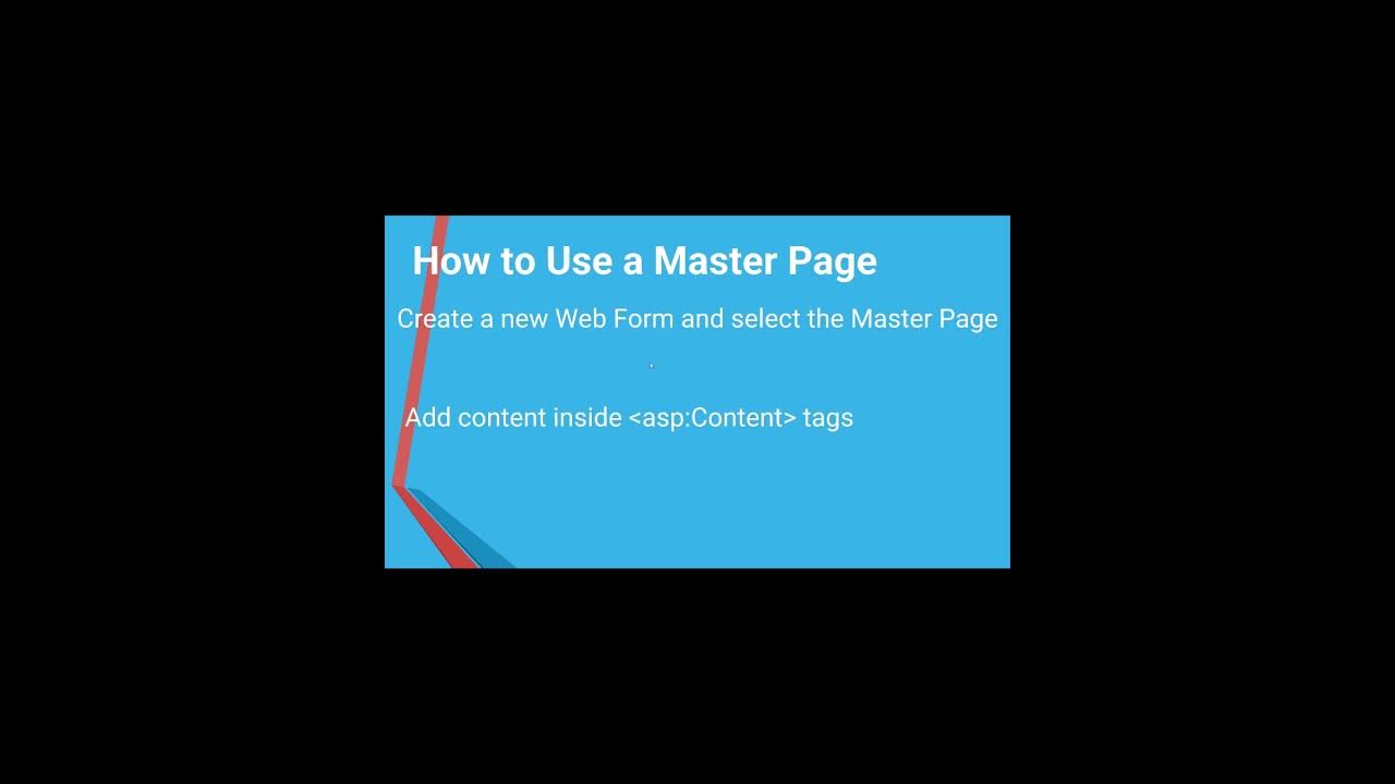Use Master Pages for Consistent Layouts in ASP.NET WebForms #asp,net,#webforms - YouTube