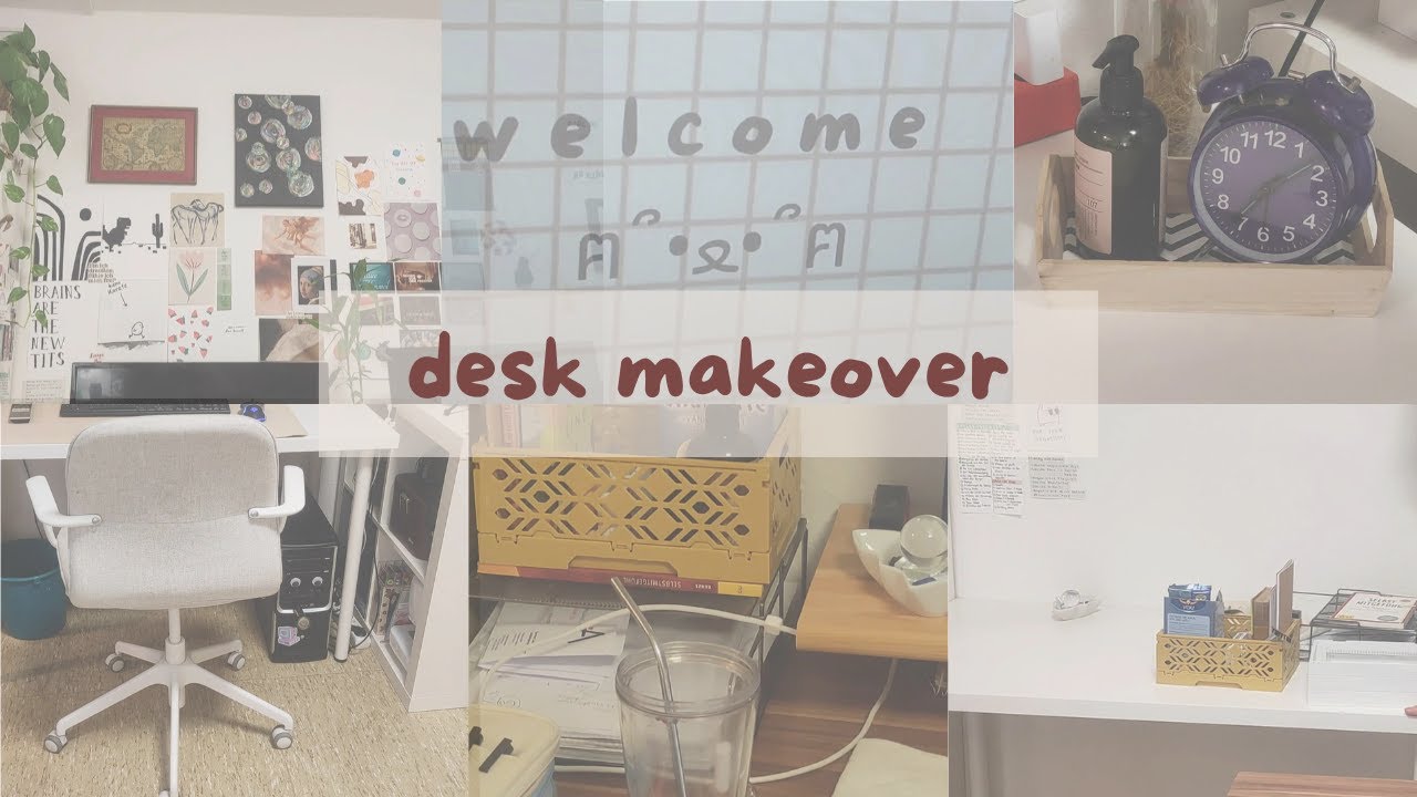 aesthetic desk makeover ♥ pinterest inspired & organized - YouTube