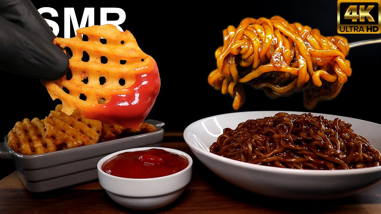 WAFFLE FRIES, CHAPAPGETTI, PASTA, MUKBANG, ASMR - YouTube
