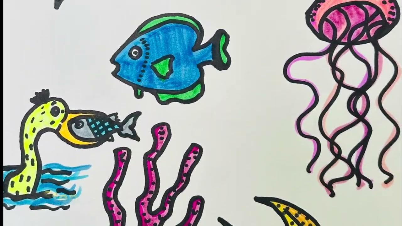 How to draw sea creatures - YouTube