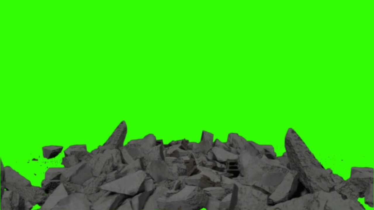 Falling Black Stone On Green Screen | Like Crash Building, Mountain ...
