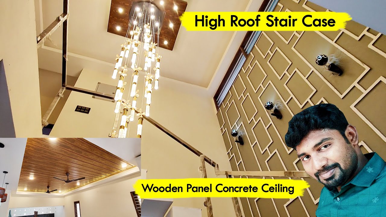 High roof Staircase with Elegant Wall Design | Classic Concrete ...