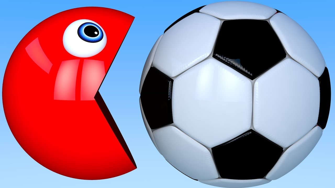 Learn Colors with PACMAN and 3D Soccer Ball for Kid Children - YouTube
