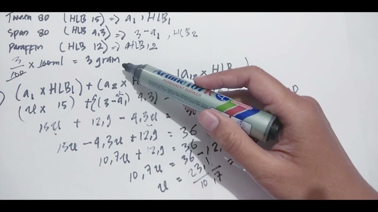 Perhitungan Surfaktan / HLB / Perhitungan Emulgator - YouTube