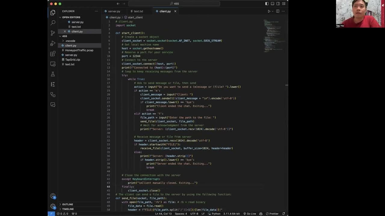 WSU Cpts455 Fall2023 Homework Assignment 3 (Python Socket Programming) - YouTube