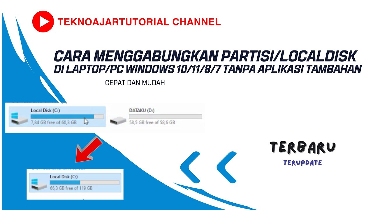 Cara Menggabungkan Local Disk/Partisi Hardisk Di Laptop/Pc Windows 10/ ...