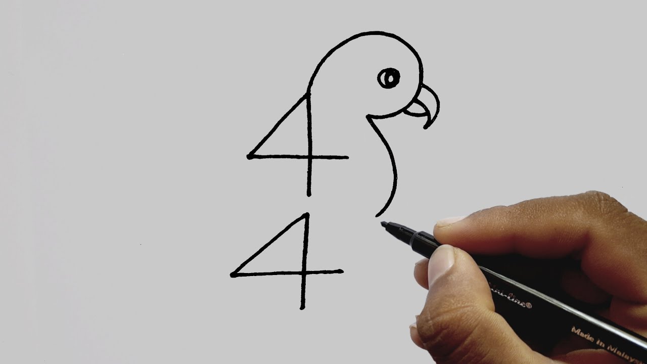 Beautiful Parrot Bird Drawing From 44 Number l Drawing Pictures l Easy ...