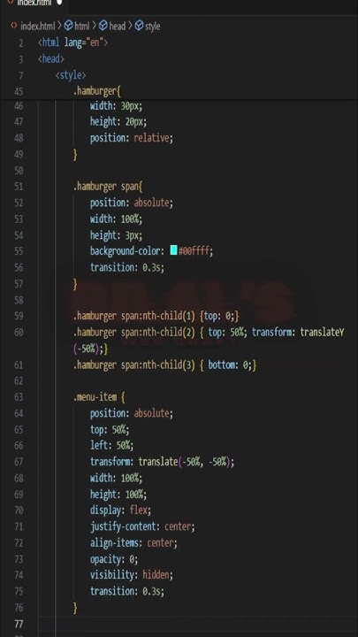 Menu Icon With Animation Html Css And Javascript Html Webdesign Htmlcssjavascript Ytshorts