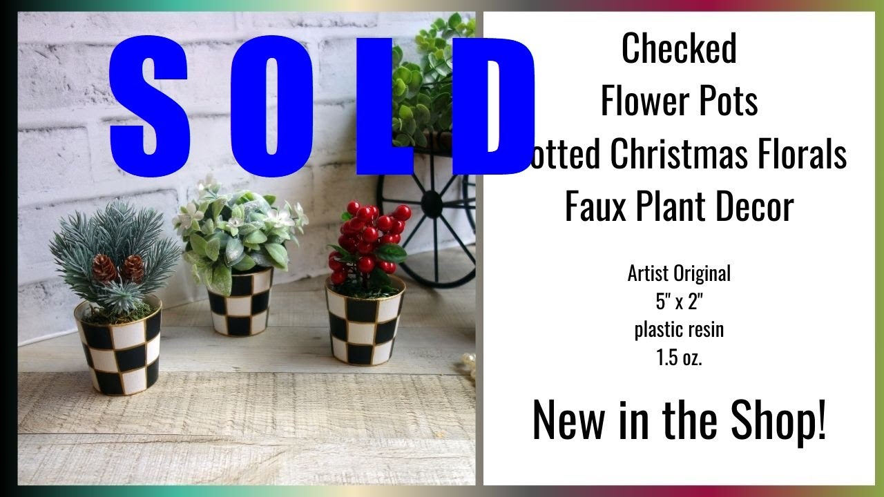 DIY Checked Flower Pots Faux Floral Checked Home Decor, Checked ...