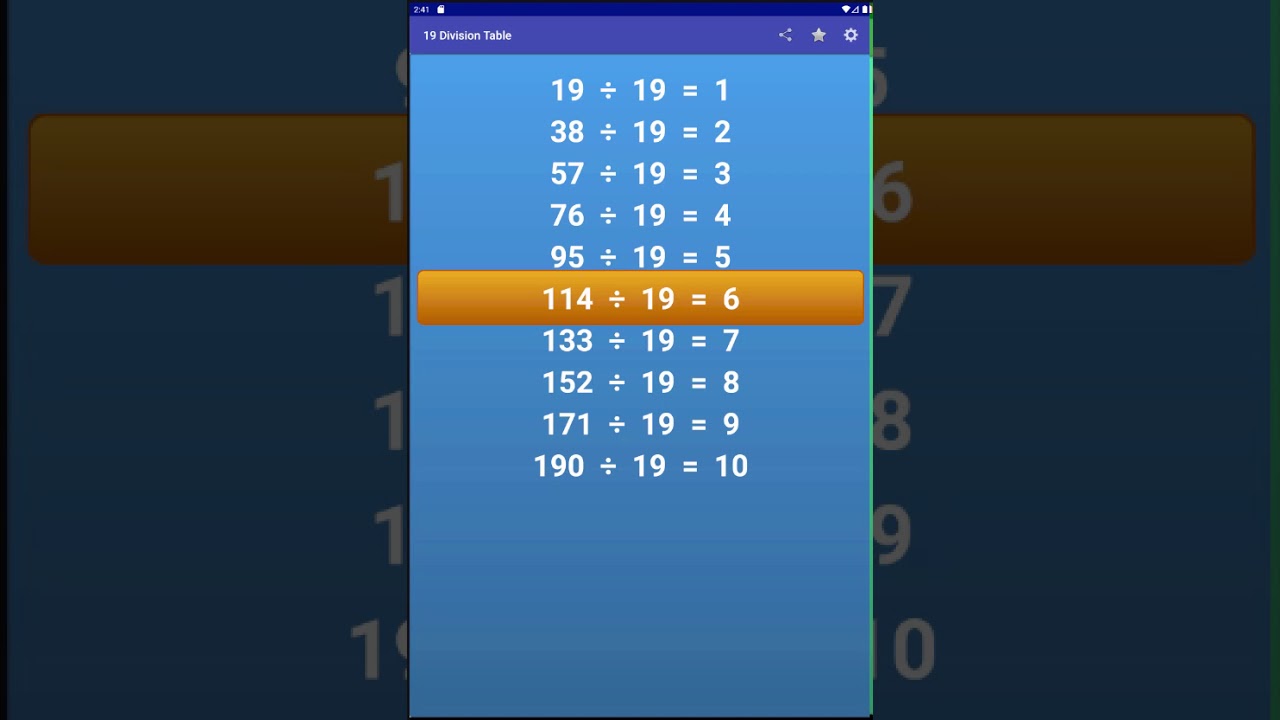 Division by 19 Table - YouTube