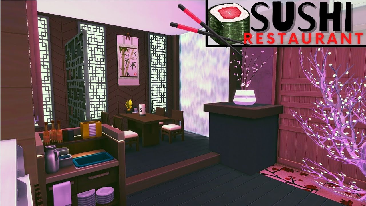 JAPANESE SUSHI RESTAURANT: The Sims 4 Snowy Escape Speed Build || no CC ...