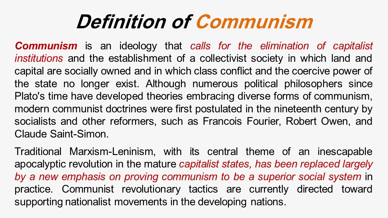 Definition of Communism - YouTube