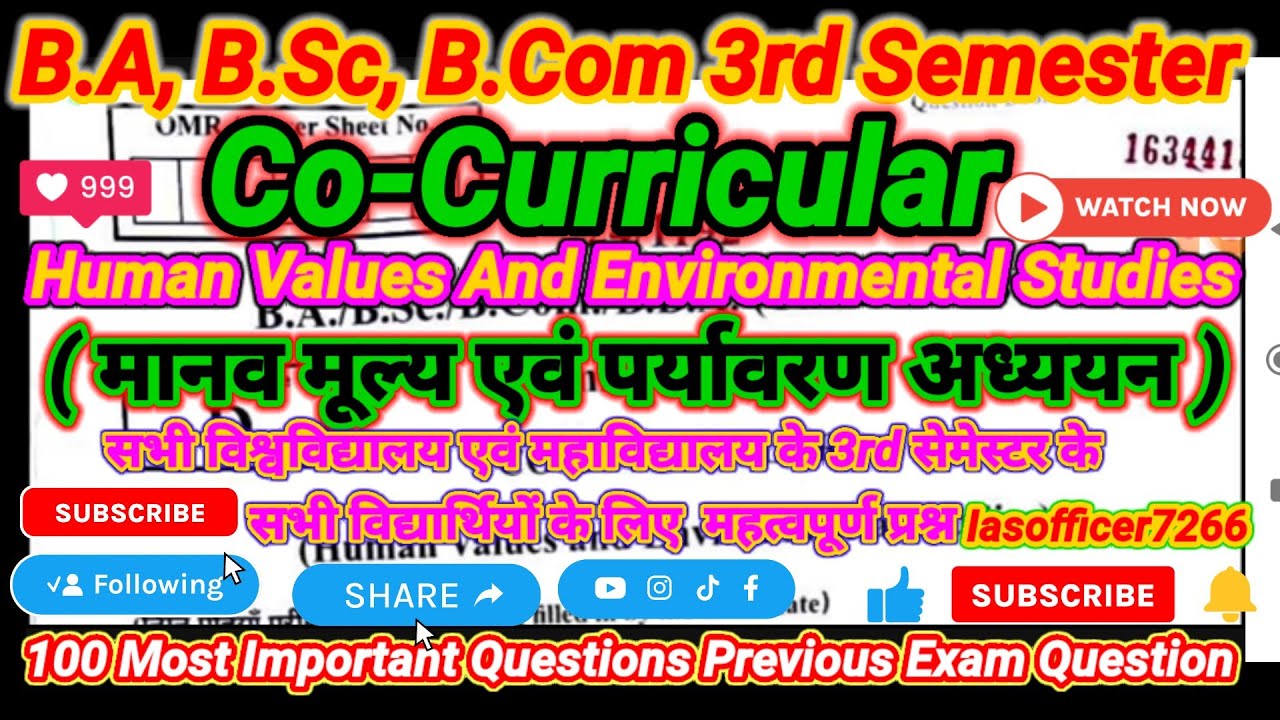 B.A, B.Sc, B.Com 3rd Semester Co-Curricular Human Values And ...