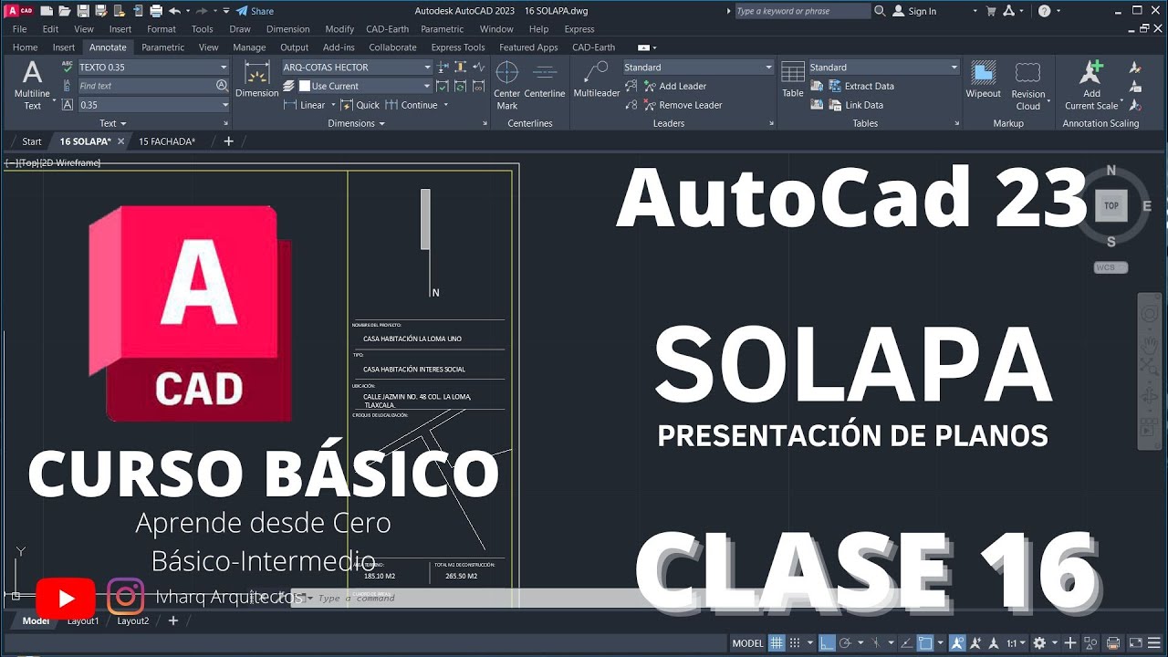 CURSO DE AUTOCAD BÁSICO |CLASE 16 | SOLAPA |DIBUJO 2D | REPRESENTACIÓN ...