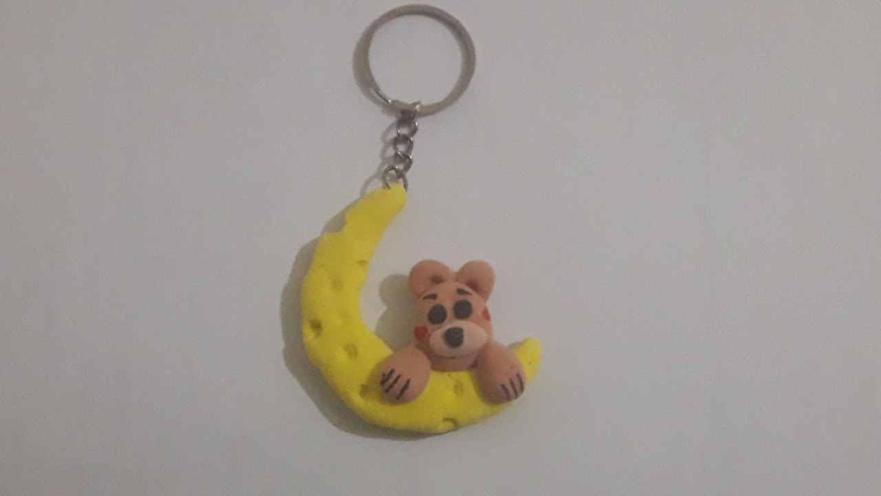 bear clay art tutorial ||bear on moon ||air dry clay||mirab eman craft ...