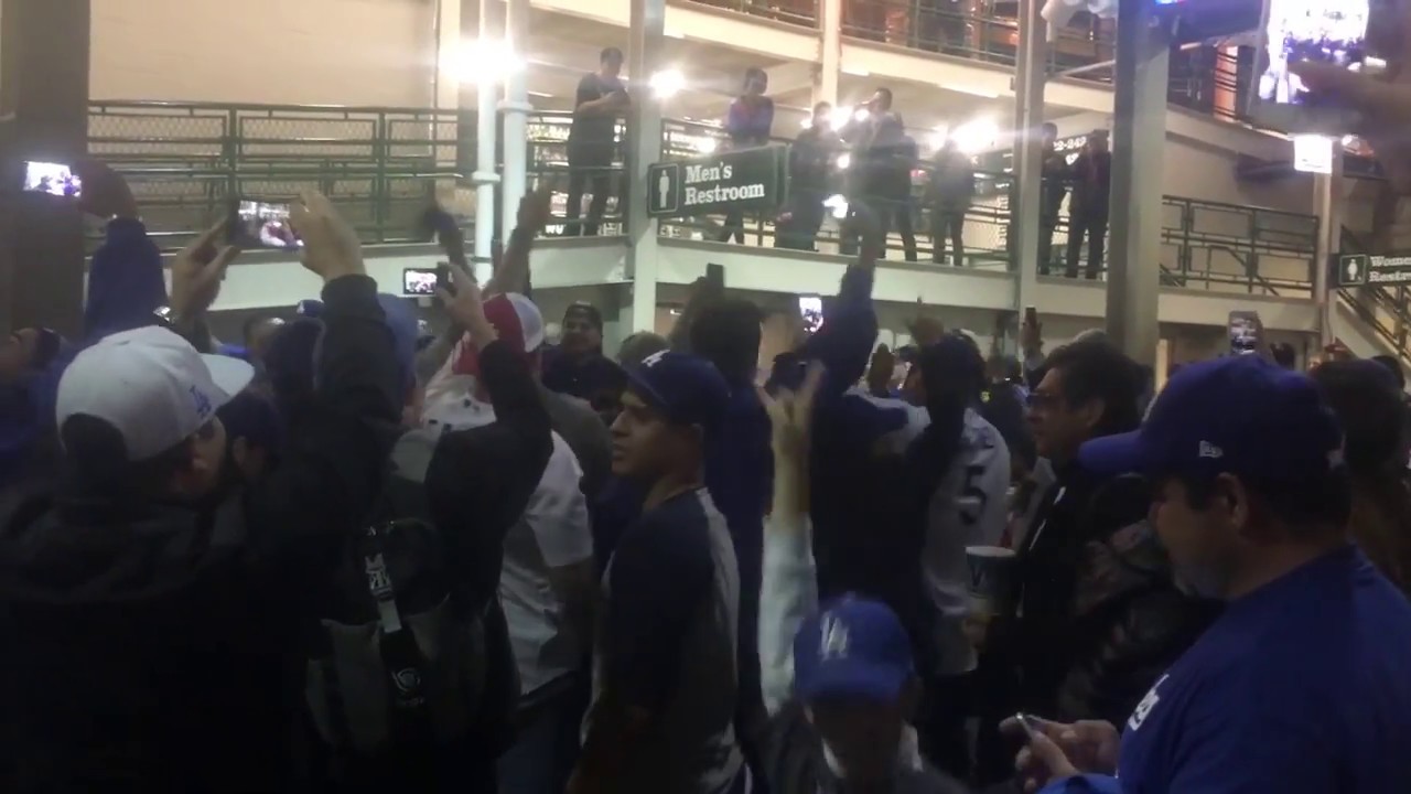 Dodger fans chant "Let's Go Dodgers" @ Wrigley Field upon clinching ...