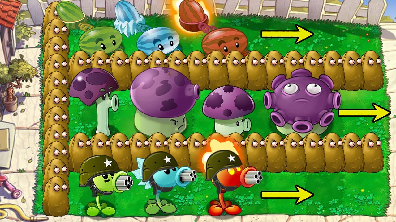 Gatling Pea Fire Ice Vs All Shroom PvZ Vs Team Melon Pult Vs Dr Zomboss ...