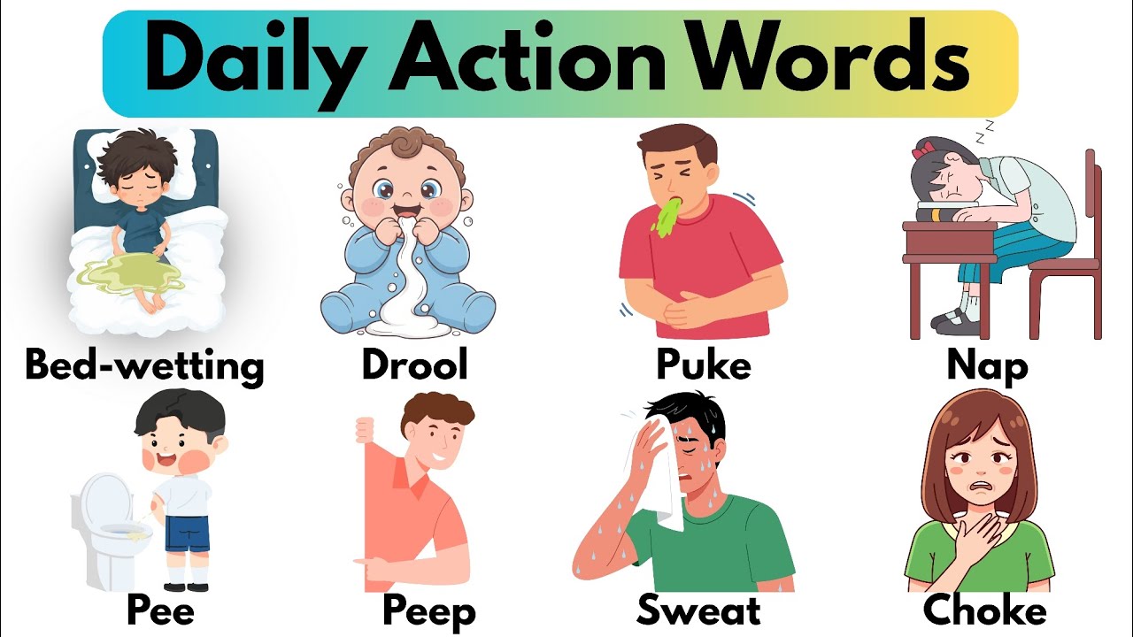Daily Action Words || Action Verbs || Daily Action Words with Meaning ...