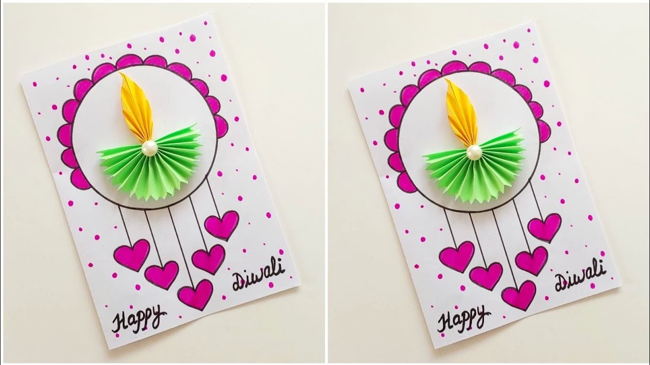 Easy & Beautiful white paper Diwali Card making|DIY Diwali greeting ...