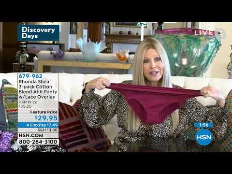 Rhonda Shear 3pack Cotton Blend Ahh Panty with Lace Over...