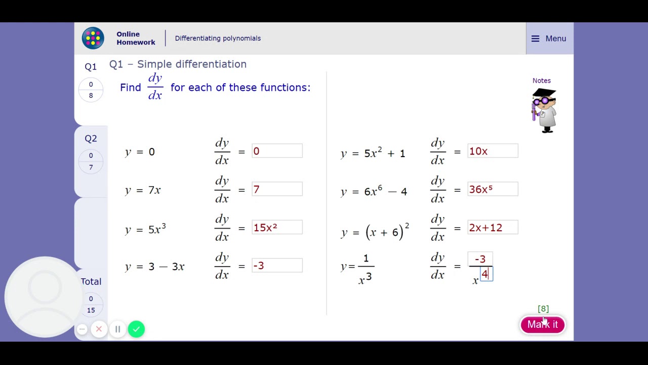 MyMaths Tutorial Differentiating polynomials - YouTube