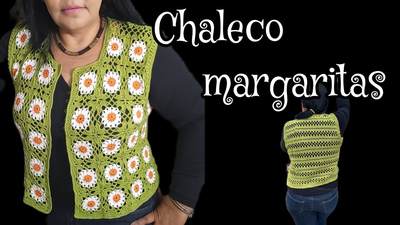 Chaleco margaritas paso a paso/parte 2#chalecocrochet #tejidos #blusasnorma - YouTube