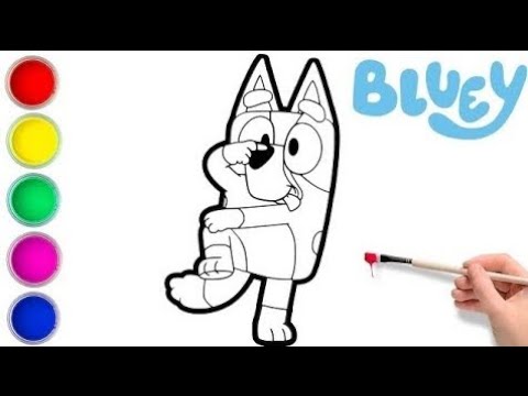 How to draw bluey💙💙💙🌈 | step-by-step bluey drawing| colouring ...