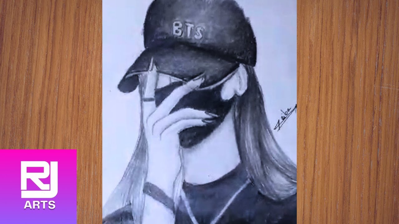 How to draw girl with cap and mask | BTS army girl | easy step by step ...
