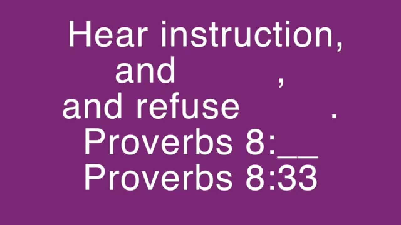 Proverbs 8:33 KJV Children's Red Cycle 1 Bible Drill - YouTube