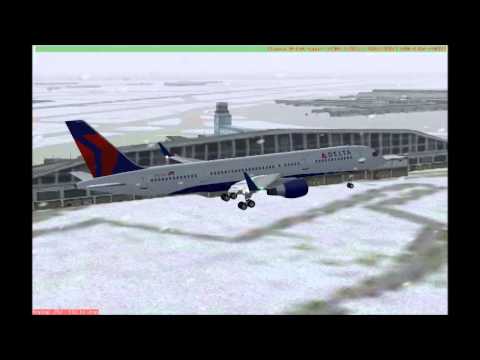 Chicago O'Hare Airport ORD B752 Landing Snow FS2004 Boeing 757-200 ...