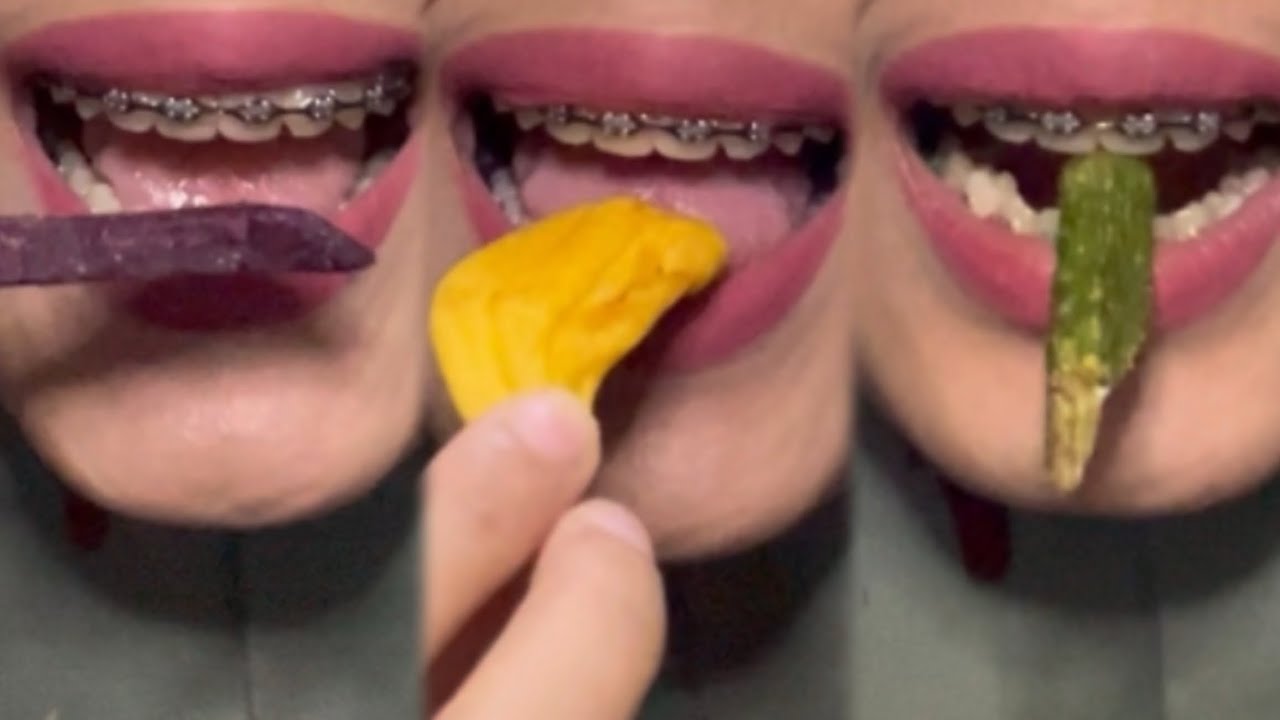 Asmr CRISPY VEGETABLE CHIPS challenge food eating sounds - YouTube