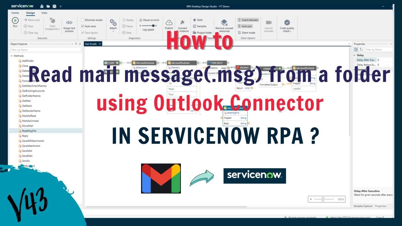 How to read message (.msg) from a folder | Outlook Connector #snow #rpa ...