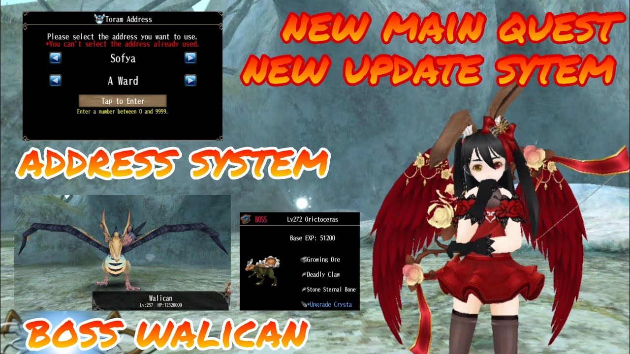 toram online - new main quest (mq) boss walican & new update sytem land ...