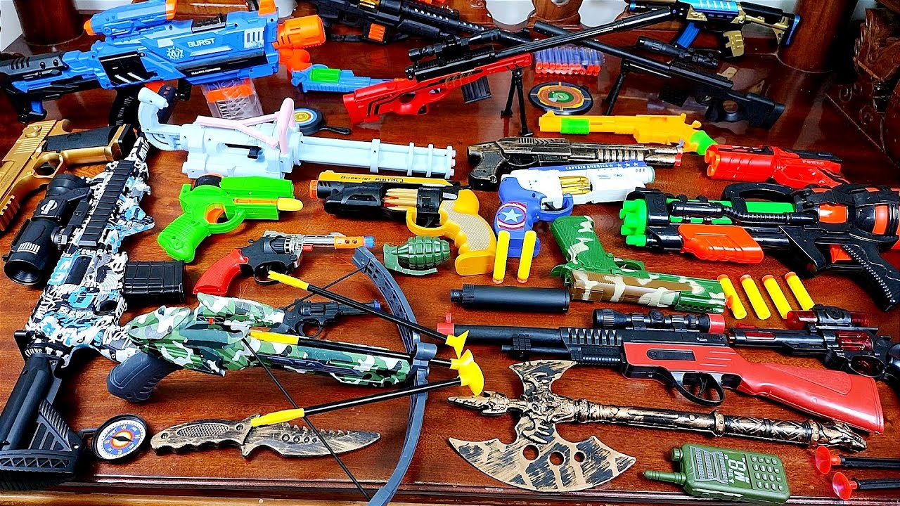 Collecting 7 Sniper Rifles and AK47 Guns archery gun machine gun cannon ...