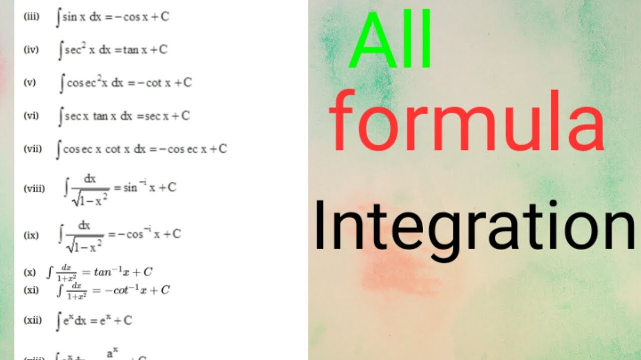 Chapter-7 Integration NCERT Class 12 / All Formulas + basic concept ...