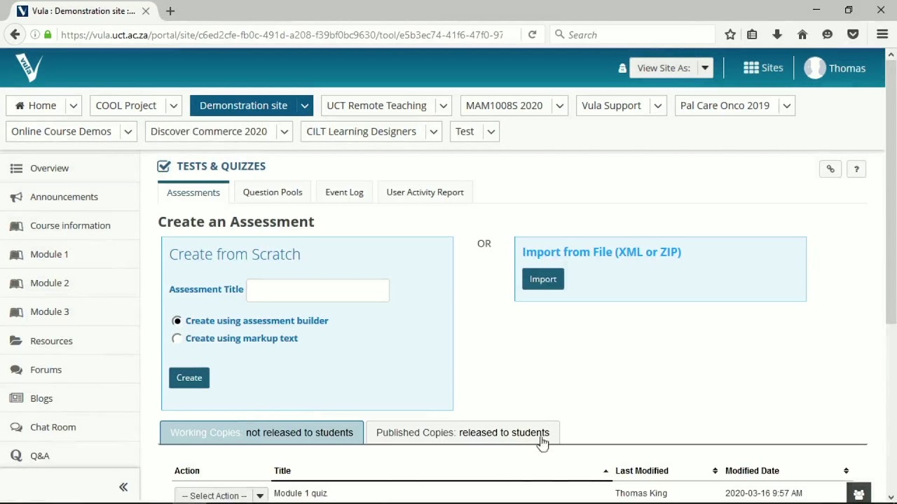 Setting up Tests and Quizzes in Vula - YouTube