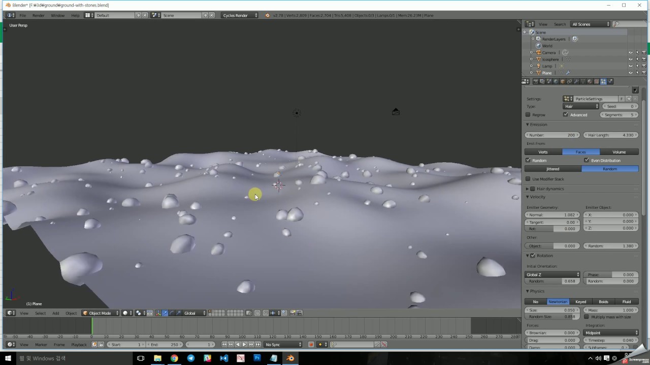 [Blender] Generate stones in ground randomly with Particle System - YouTube