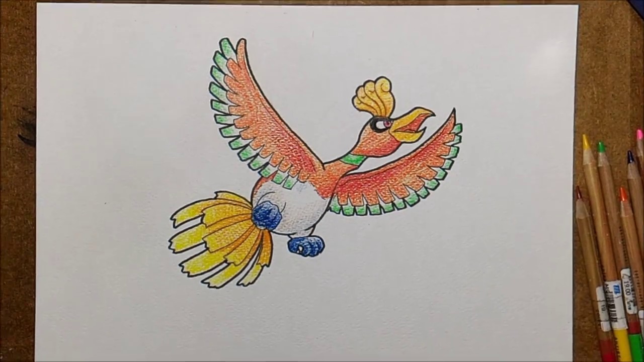 How to Draw Pokémon | Ho Oh from Pokémon Speed Drawing Anime | No.019 ...